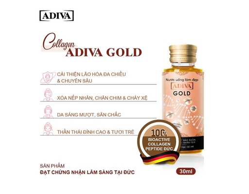 Thực Phẩm Bảo Vệ Sức Khỏe Adiva Nước Uống Làm Đẹp Gold 30ml x 14 Lọ