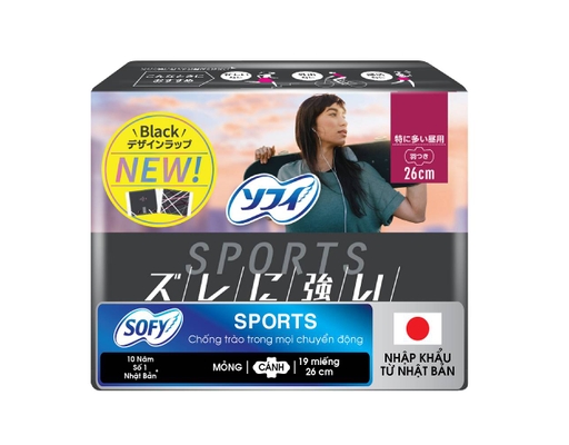 Băng Vệ Sinh Sofy Sport Mỏng Cánh 26cm 19 Miếng