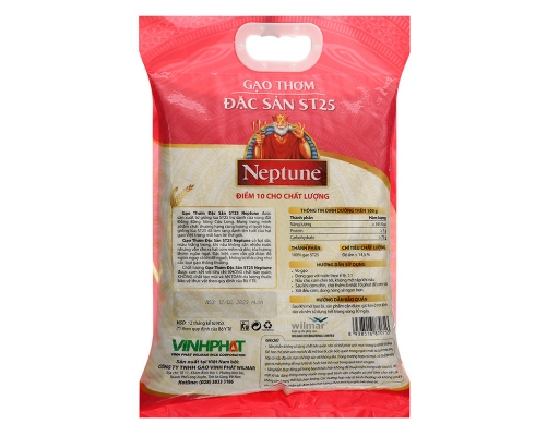 Gạo thơm ST25 Neptune đặc sản túi 5kg giá tốt tháng 4/2025