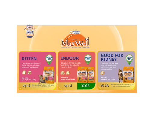 Thức Ăn Cho Mèo Maxwell Dạng Hạt Tốt Cho Thận Vị Cá 1.5kg