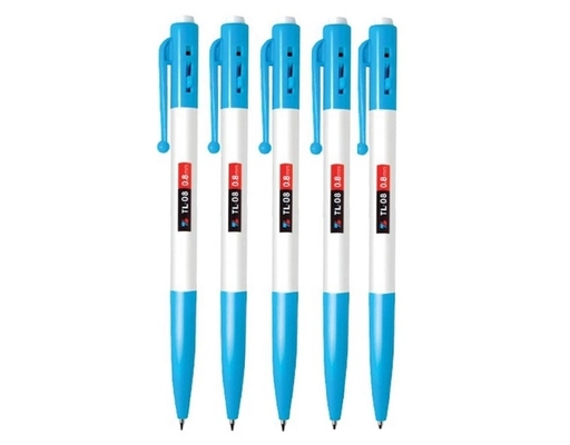 Vỉ 5 Bút Bi Bấm Thiên Long TL08 Màu Xanh