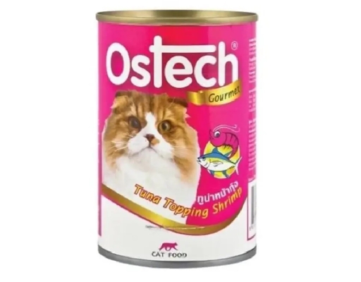 Thức Ăn Ướt Cho Mèo Ostech Vị Cá Ngừ Topping Thịt Tôm 400g