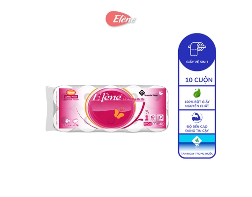 Giấy Vệ Sinh Hồng Có Lõi Elène 3 Lớp 10 Cuộn