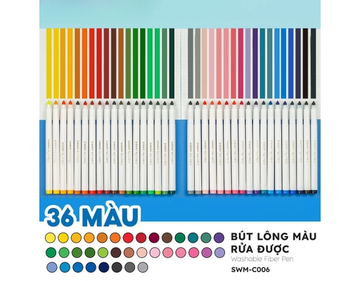 Bút Lông Màu Rửa Được Thiên Long Colokit SWM-C006 Hộp 36 Màu