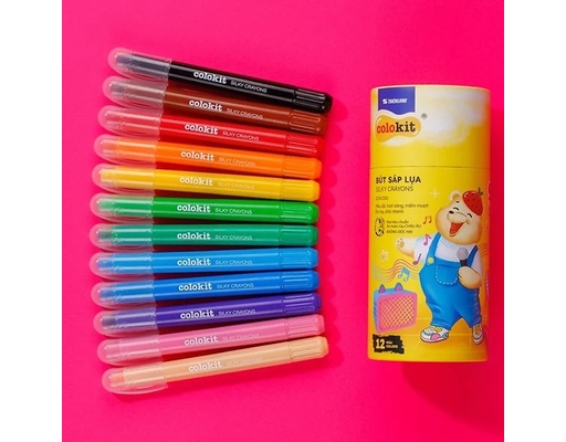 Bút Sáp Lụa Vặn Hộp 12 Màu Thiên Long Colokit SCR-C001