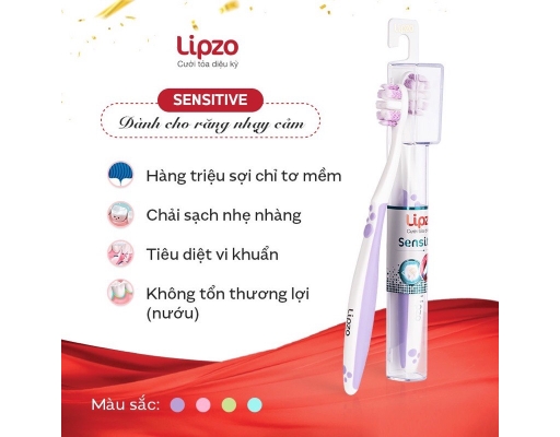 Bàn Chải Đánh Răng Cho Răng Nhạy Cảm Cao Cấp Lipzo Sensitive Vỉ 1 Cây