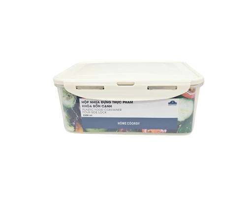 Hộp Nhựa Đựng Thực Phẩm HÓME CÓORDY Khóa Bốn Cạnh 2300ml
