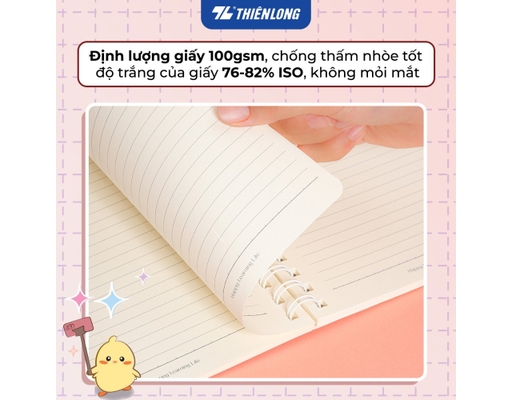 Sổ Lò Xo A5 Kẻ Ngang Thiên Long MB-025 120 Trang Màu Vàng