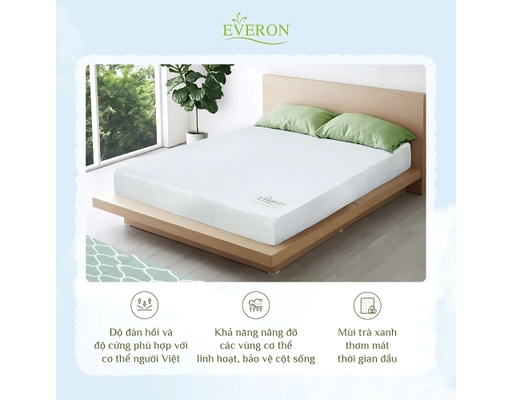 Nệm Cao Su Thiên Nhiên Than Hoạt Tính Everon 200x220x15cm
