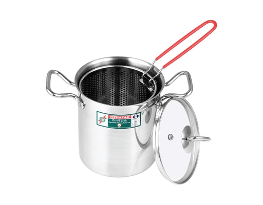 Bộ Nồi Chiên Inox 430 Nắp Kính Đáy Từ Tithafac 16cm