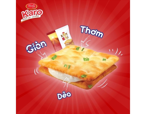 Bánh Giòn Kem Dẻo Nougat Cream Cracker Kenju 186g