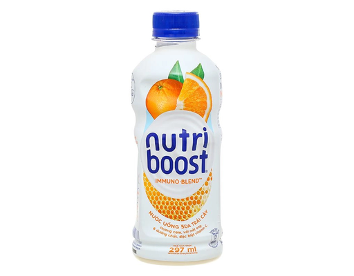 Thùng 24 chai nước Nutriboost trái cây sữa cam 297ml giá tốt | AEONESHOP