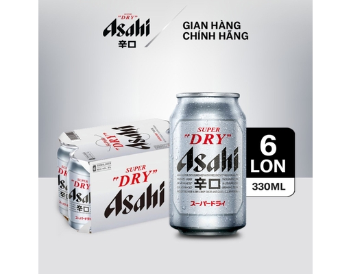 Lốc 6 Lon Bia Asahi Super Dry 330ml
