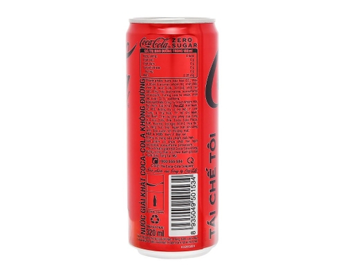 Lốc 6 Lon Nước Giải Khát Coca Cola Zero Sugar 320ml x 6 Lon