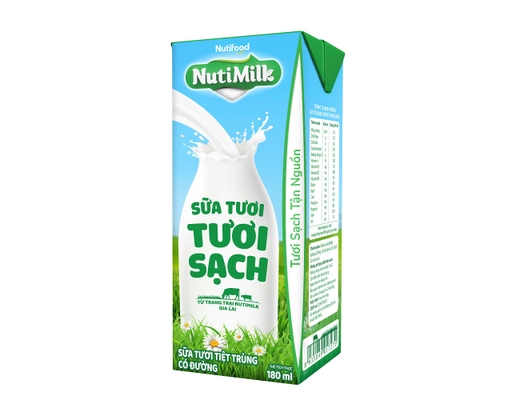Sữa Tươi Tiệt Trùng Ít Đường Nutimilk 180mlx4