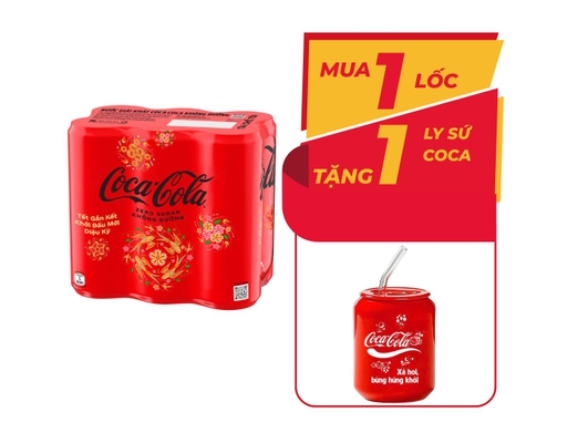 Lốc 6 Lon Nước Giải Khát Coca Cola Zero Sugar 320ml x 6 Lon