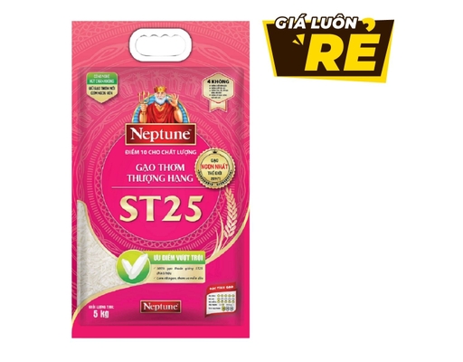 Gạo thơm ST25 Neptune đặc sản túi 5kg giá tốt Tháng 7/2025