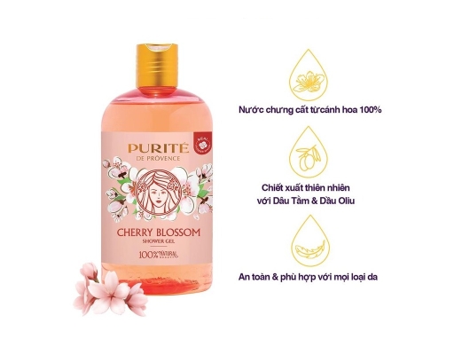 Sữa Tắm Purité By Prôvence Sáng Mịn Hương Hoa Anh Đào 500ml