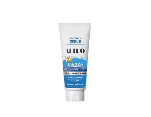 Sữa Rửa Mặt Uno Cho Nam Dạng Hạt Sáng Da Whip Wash Scrub 130g